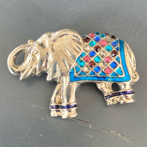 Jewelry | Elephant Brooch Patriotic Republican Gem Silver Tone Pin Back ...